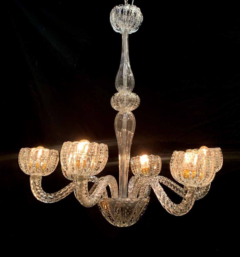 Barovier chandelier from the 1940s in bullicante glass • Online sales ...