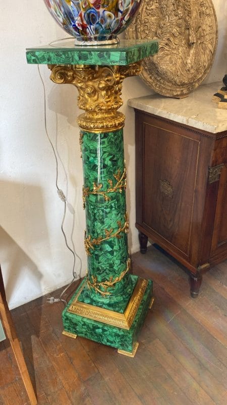 Pair of columns in bronze and malachite • Online sales of antiques ...