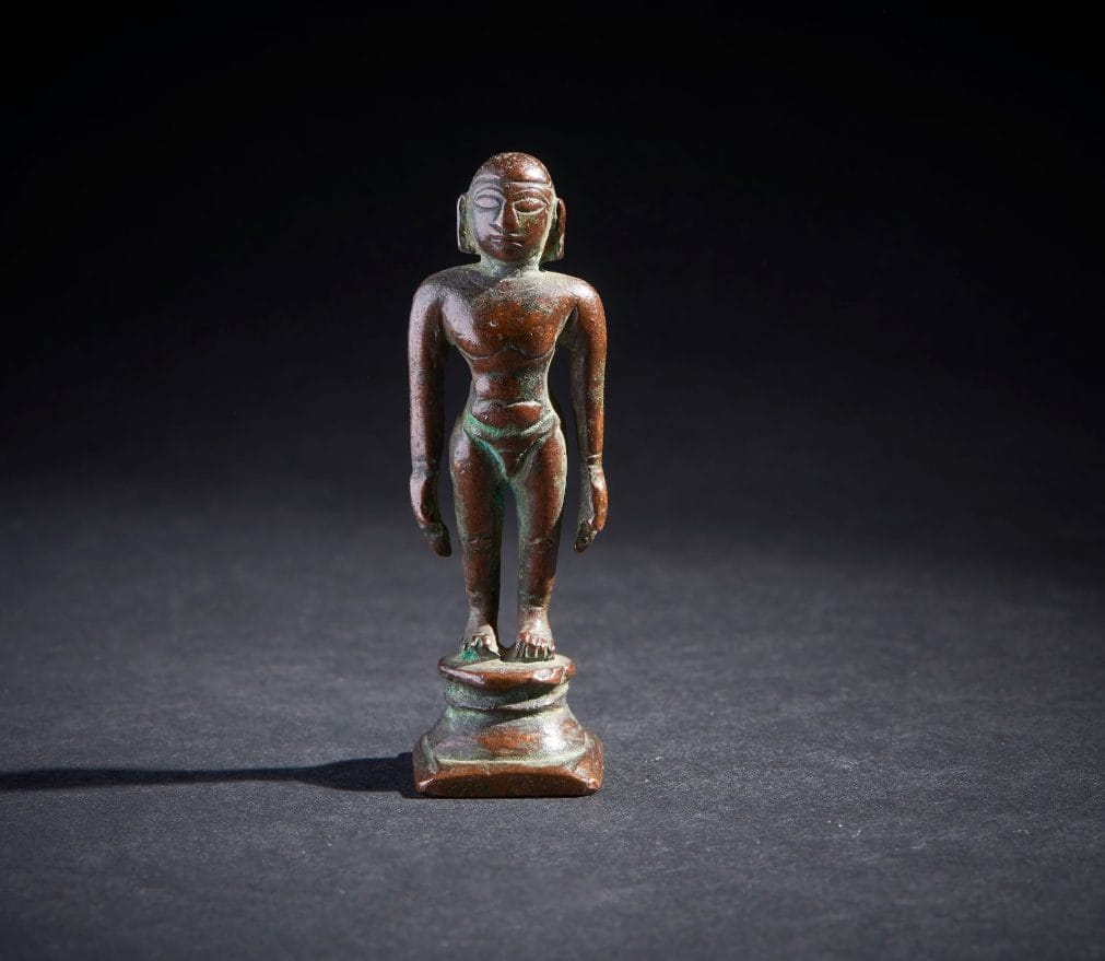 Sculpture of devotion of a Jina, the victorious being of the Digambara ...